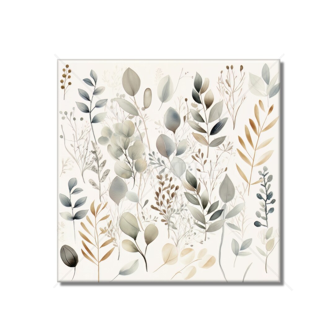 Botanical Leaves Ceramic Tile Botanical Kitchen Backsplash Tile ...