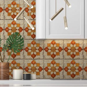 Rustic Orange Decorative Ceramic Tiles - Orange Kitchen Backsplash Tile ...