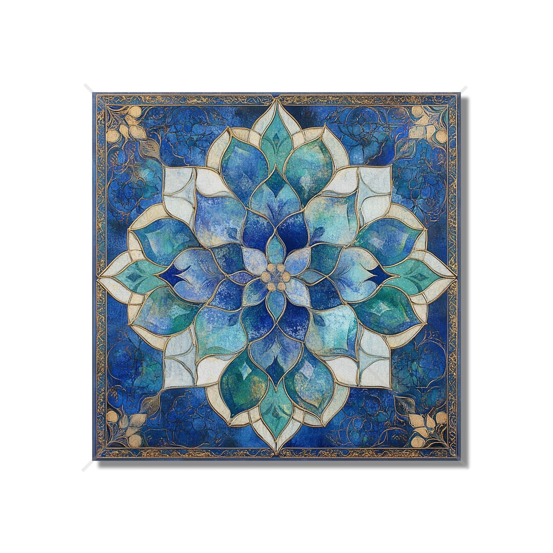 Vintage Blue Patterned Ceramic Tile - Aged Design Tile - Unique Blue ...