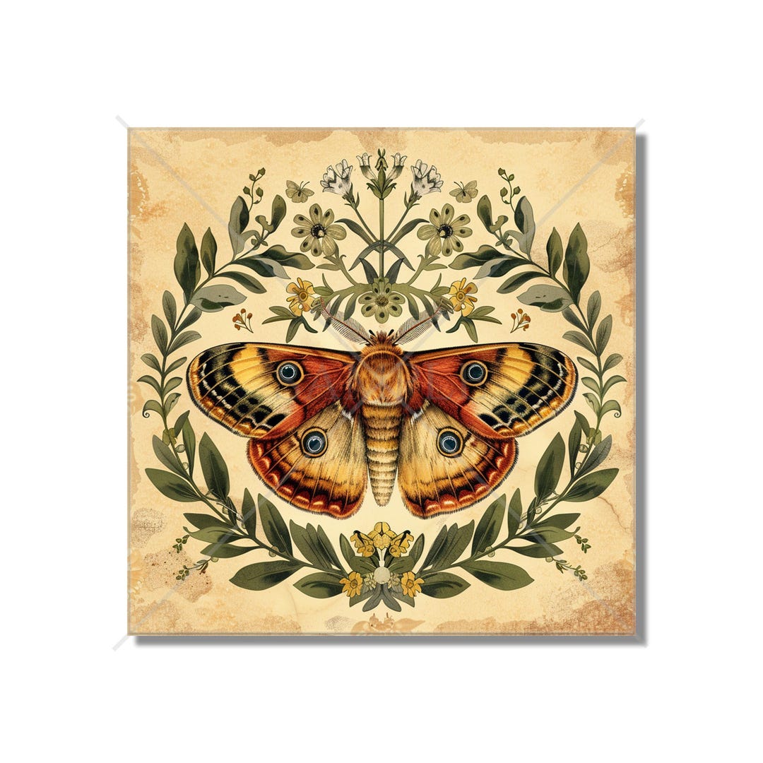 Vintage Moth Design Ceramic Tile - Kitchen Backsplash Tile - Bathroom ...