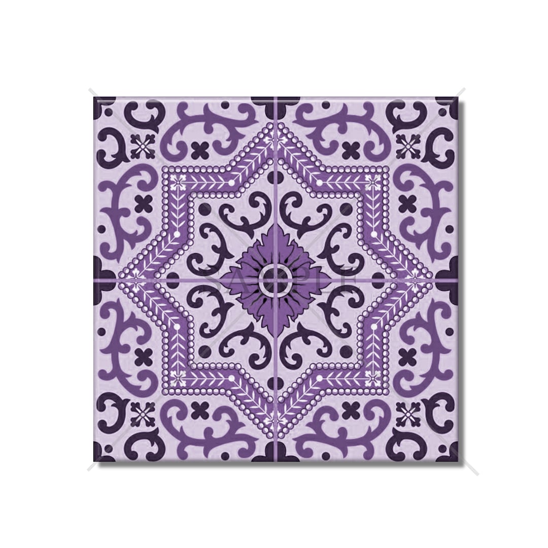 Decorative Purple Ceramic Tile - Moroccan Tile Design Purple Kitchen ...