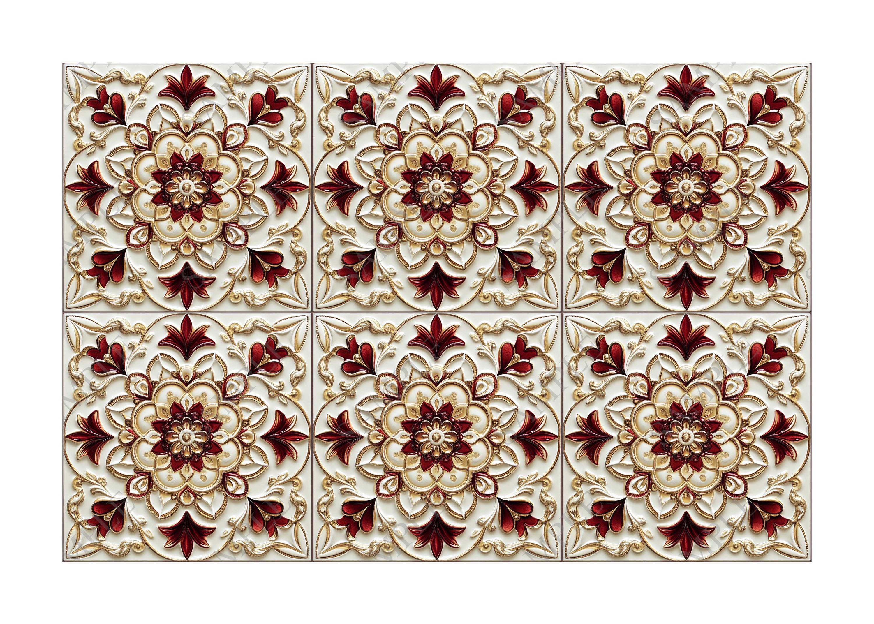 Red Ceramic Tile Unique Patterned Red Kitchen Backsplash Tiles Red ...