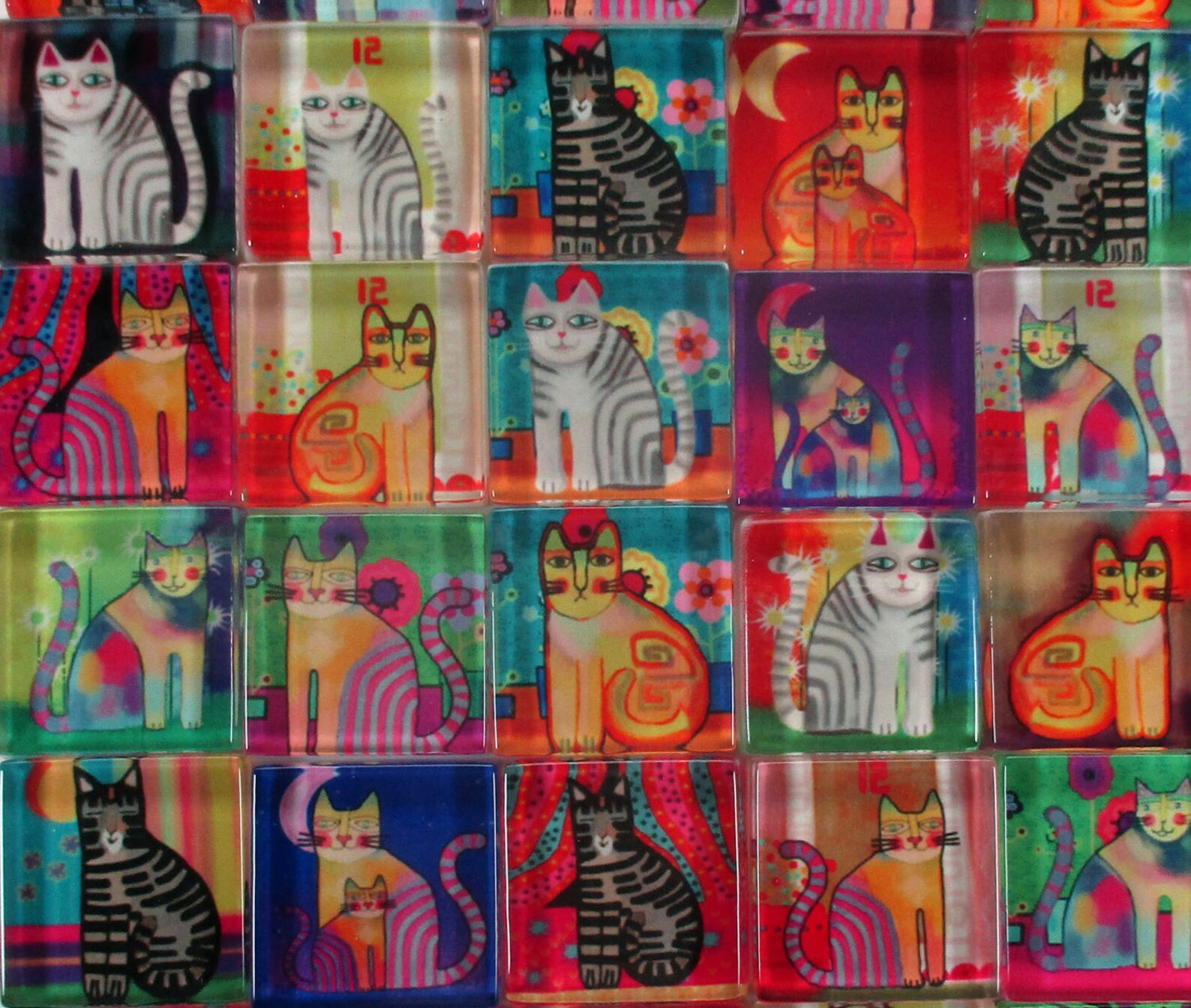 Funky Cats Glass Mosaic Tiles Bright Colors Glass Mosaic Tiles - Etsy