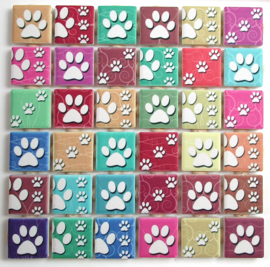 Pet Paw Prints Cat Paws Dog Paws Mosaic Tiles - Ceramic Mosaic Tiles ...