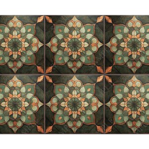 Aged Green Patterned Ceramic Tiles - Unique Kitchen Backsplash Tile ...