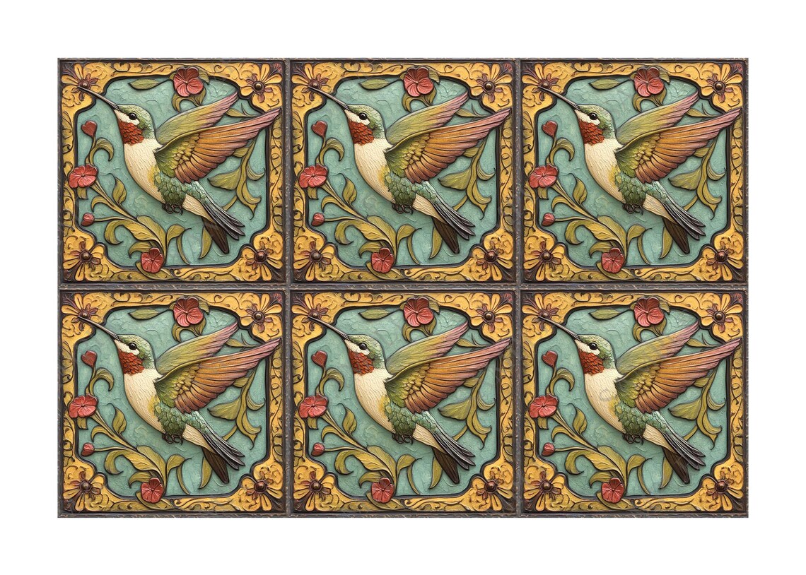 Hummingbird Design Ceramic Tile - Ceramic Tiles With Birds ...