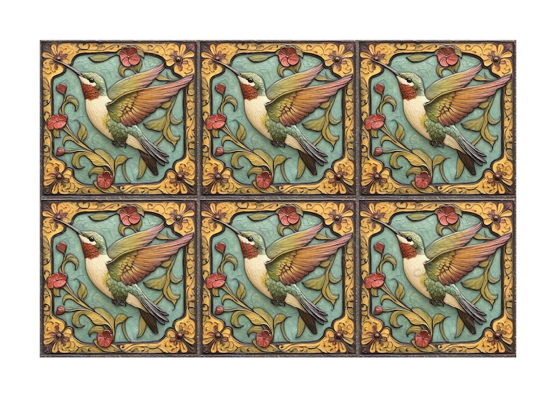 Hummingbird Design Ceramic Tile - Ceramic Tiles With Birds ...
