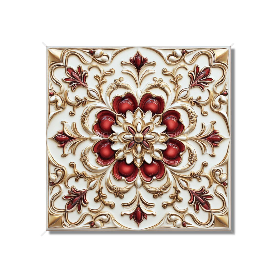 Red Ceramic Tile Unique Patterned Red Kitchen Backsplash Tiles Red ...