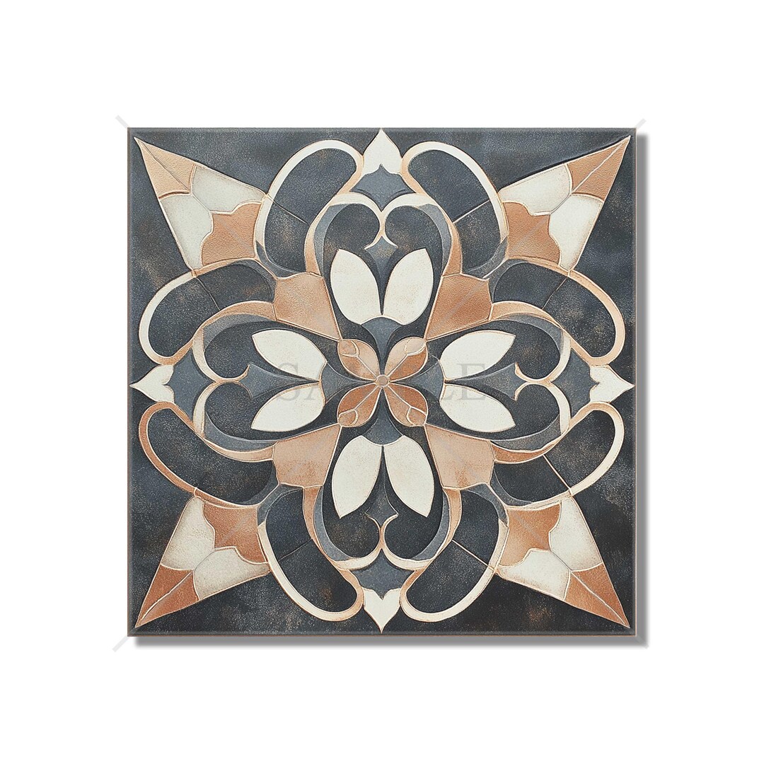 Aged Black & Rust Ceramic Tile - Vintage Patterned Kitchen Backsplash ...