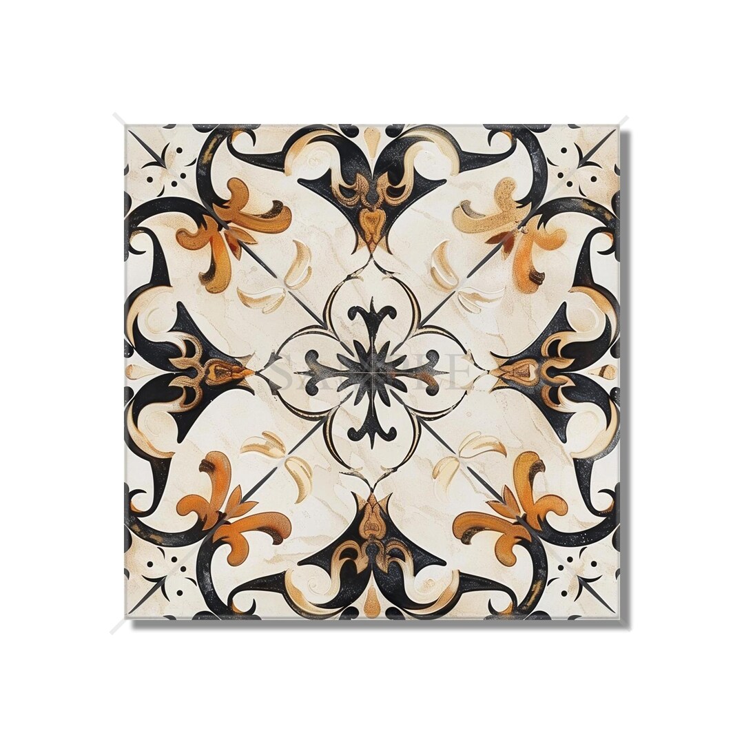 Black Tan Copper Patterned Ceramic Tile - Unique Kitchen Backsplash ...