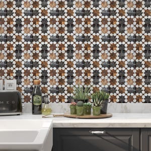 Unique Patterned Ceramic Tile - Rust Copper Black Kitchen Backsplash ...