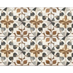 Vintage Neutral Tones Ceramic Tile Unique Patterned Kitchen Backsplash ...