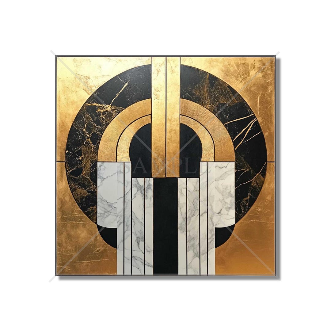 Art Deco Design Ceramic Tile - Black White Gold Tones Art Deco Kitchen ...