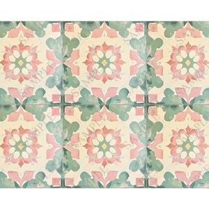 Vintage Pink and Green Design Ceramic Tile - Kitchen Backsplash Tile ...