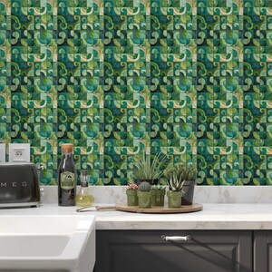 Artsy Ceramic Tile Green Abstract Mosaic Design - Modern Kitchen ...