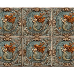 Mermaid Design Ceramic Tile - Mermaid Home Decor Tile - Mermaid Accent ...