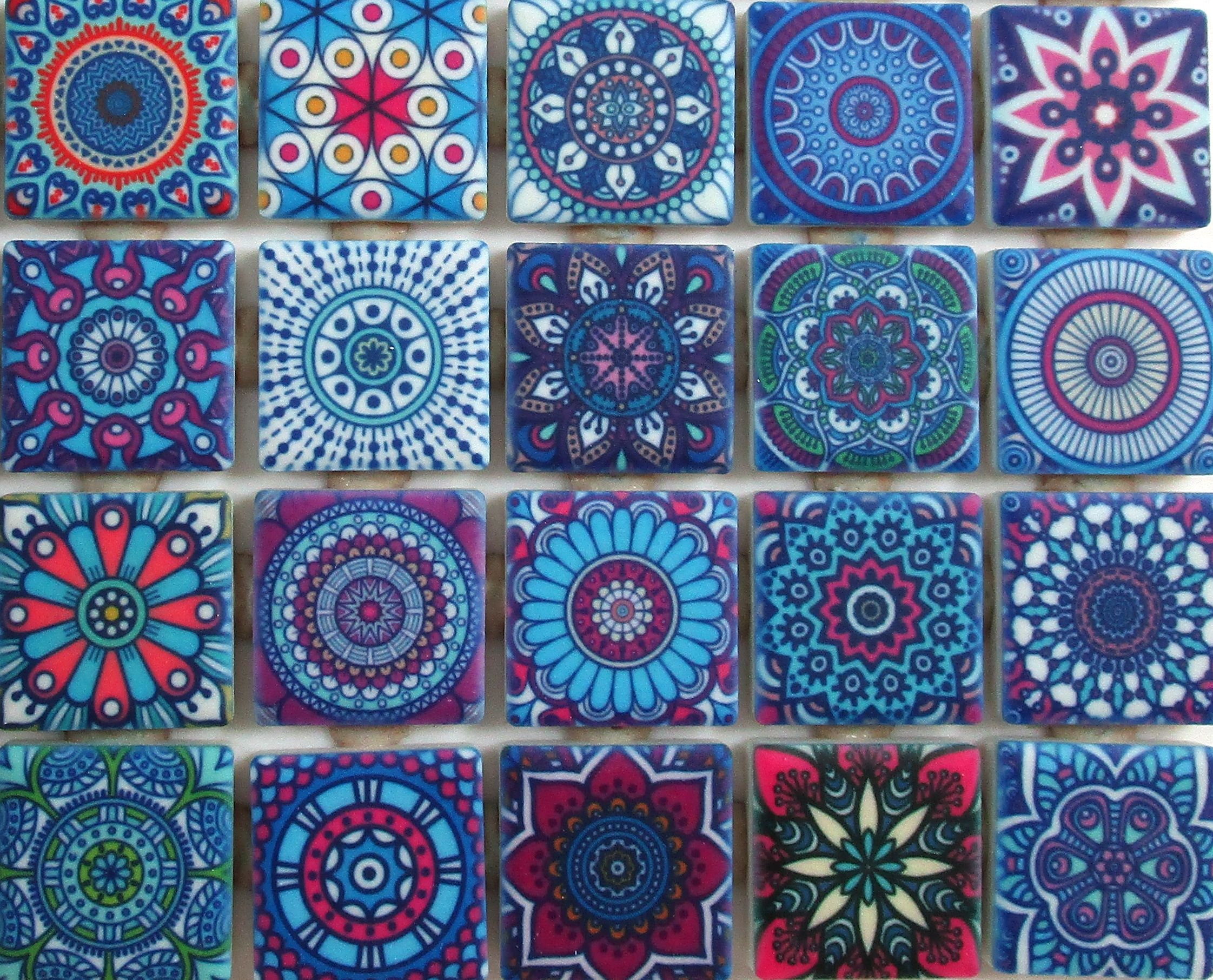 Ceramic Mosaic Tiles - Multi Blue Colors Medallions Moroccan Tile ...