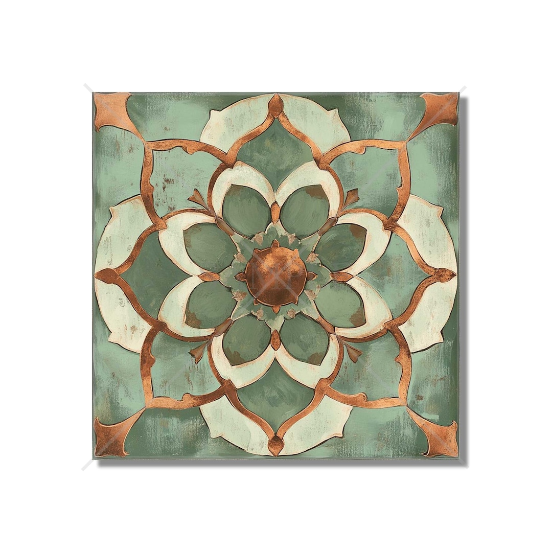 Aged Green Copper Ceramic Tile - Vintage Aged Design Tile - Unique ...
