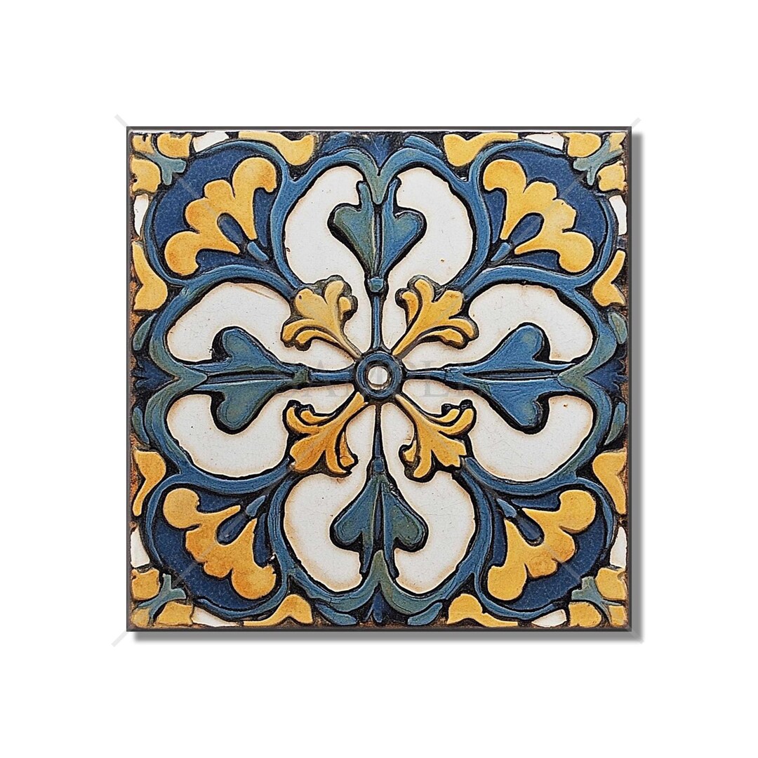 Blue and Yellow Moroccan Tile Design Ceramic Tile - Decorative Kitchen ...