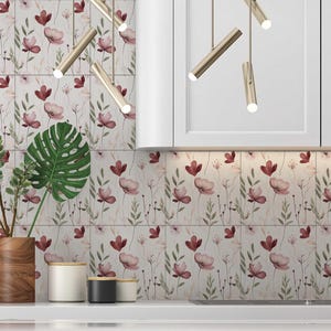 Botanical Floral Ceramic Tile - Botanical Kitchen Backsplash Tile ...