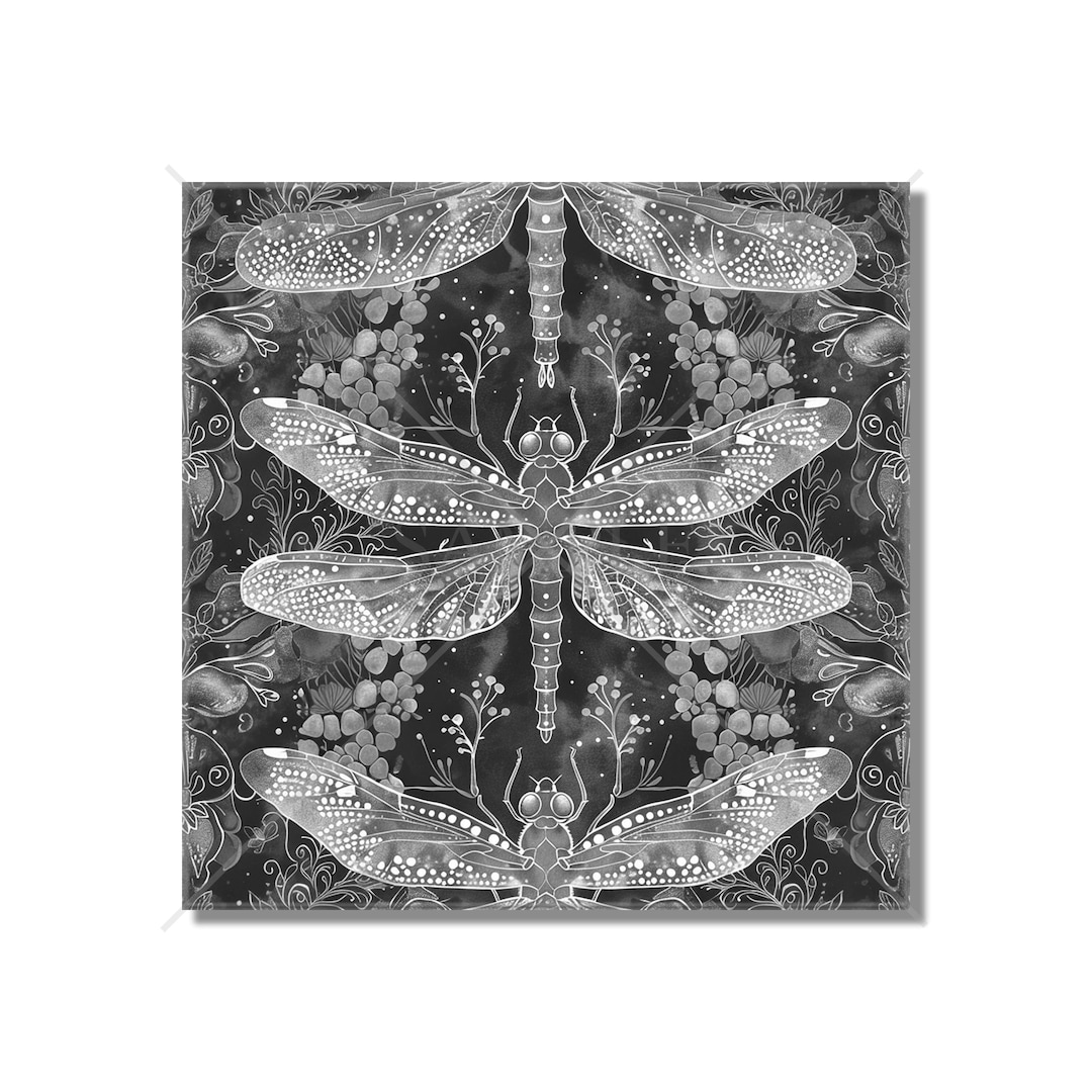 Gray Dragonfly Design Ceramic Accent Tile - Kitchen Accent Tile ...
