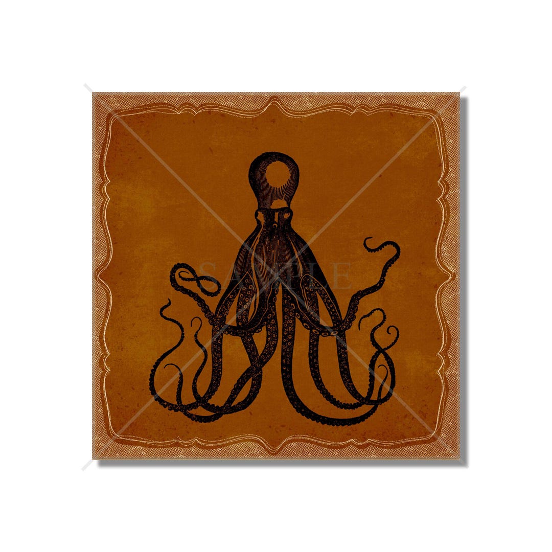 Copper Vintage Octopus Ceramic Tile - Octopus Kitchen Backsplash Tile ...