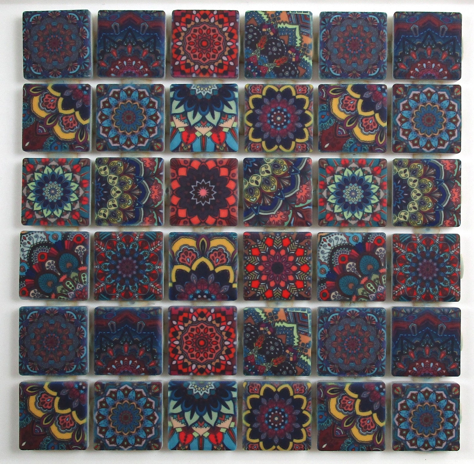 Ceramic Mosaic Tiles - Dark Blue Yellow Medallions Moroccan Tile Mosaic ...