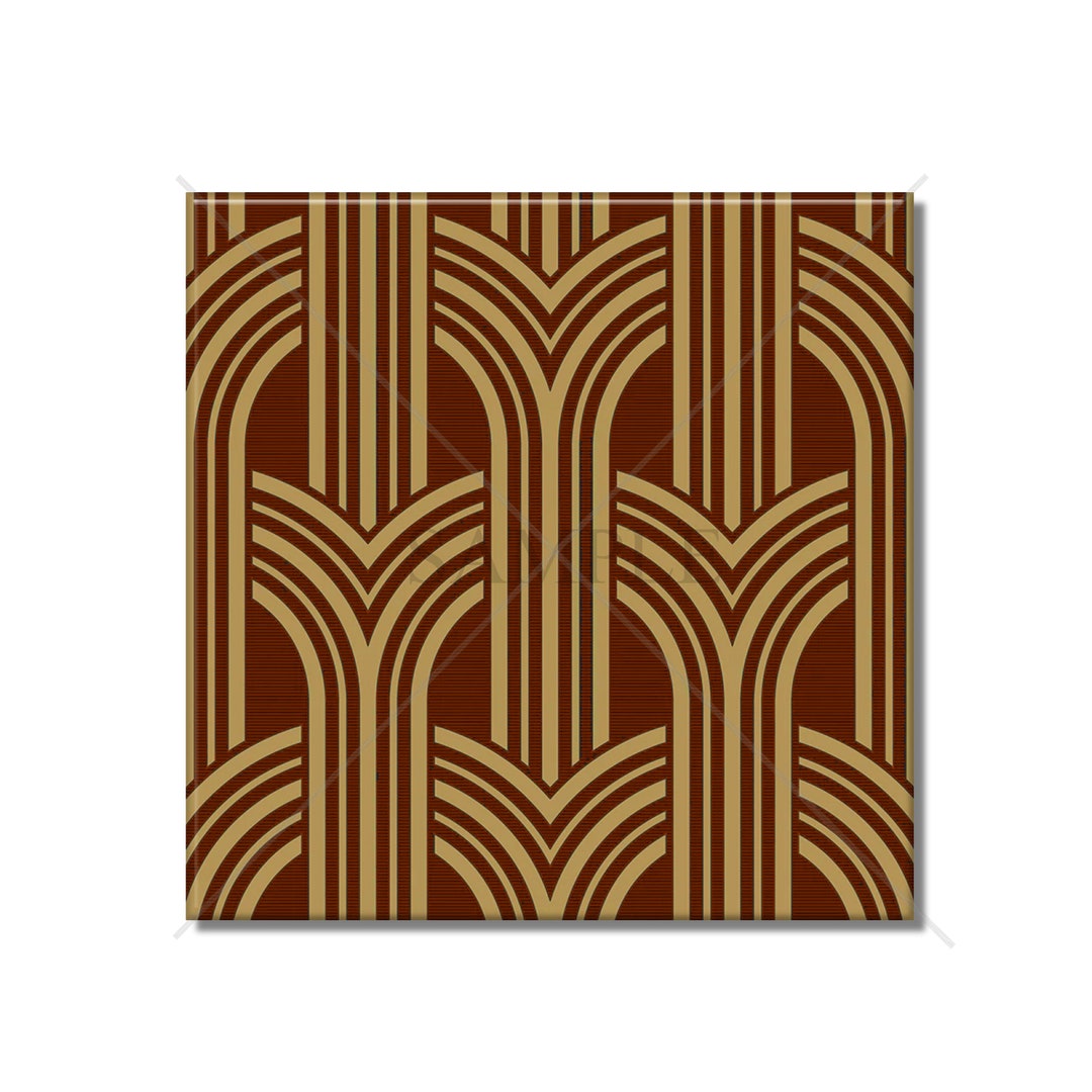 Art Deco Rust and Tan Vintage Ceramic Tile - Art Deco Backsplash Tile ...