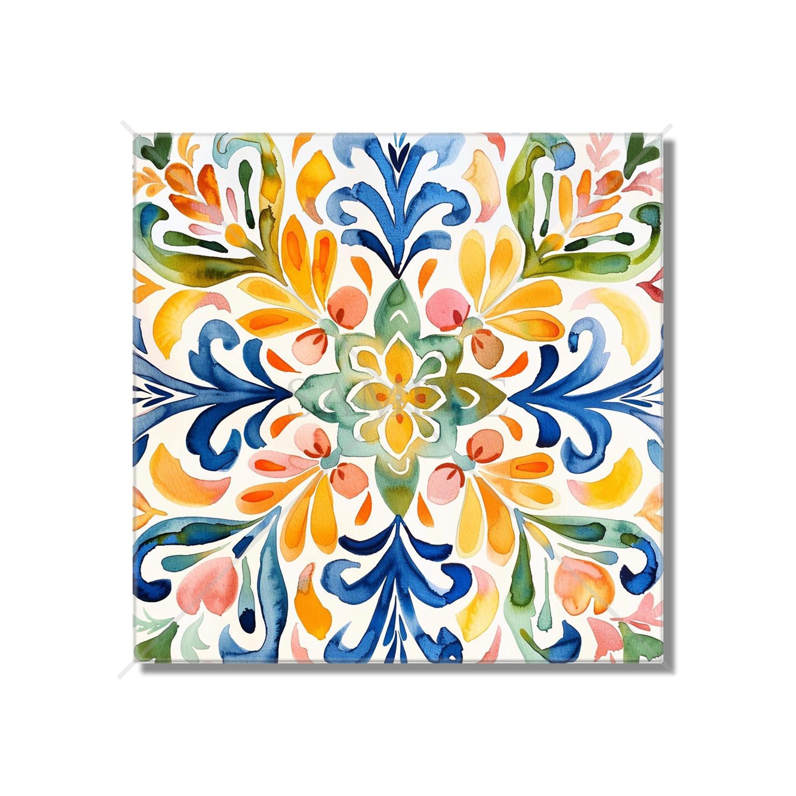 Multi Colored Bright Colors Patterned Ceramic Tile Kitchen Backsplash ...