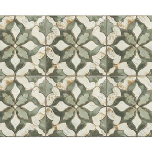 Ceramic Tile Sage Green Patterned Vintage Design Kitchen Backsplash ...