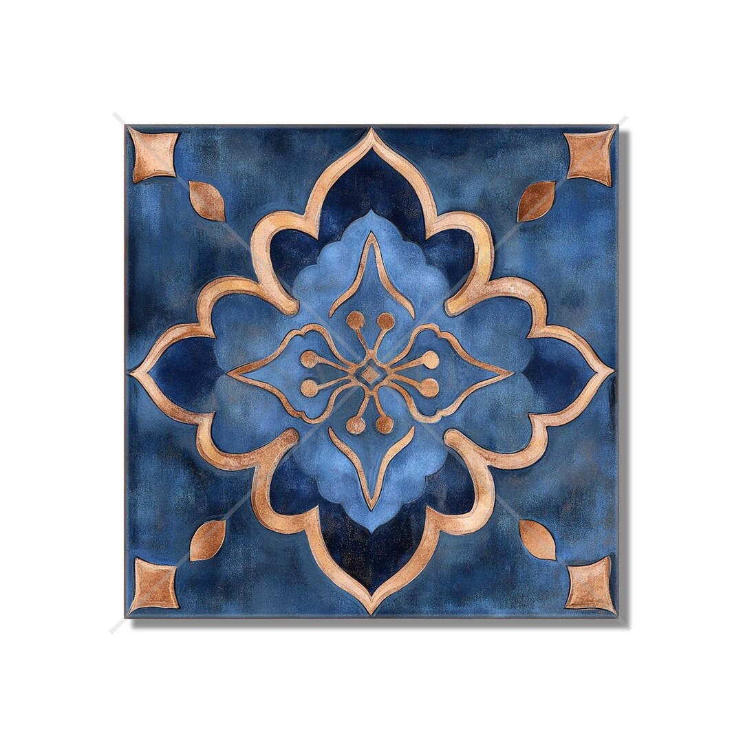 Dark Blue Patterned Ceramic Tile Kitchen Backsplash Tile Bathroom Wall ...
