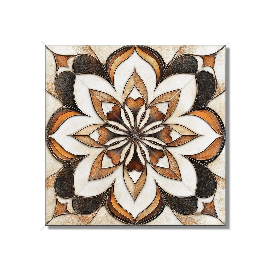 Brown Copper Beige Ceramic Tile Vintage Moroccan Tile Design Kitchen ...