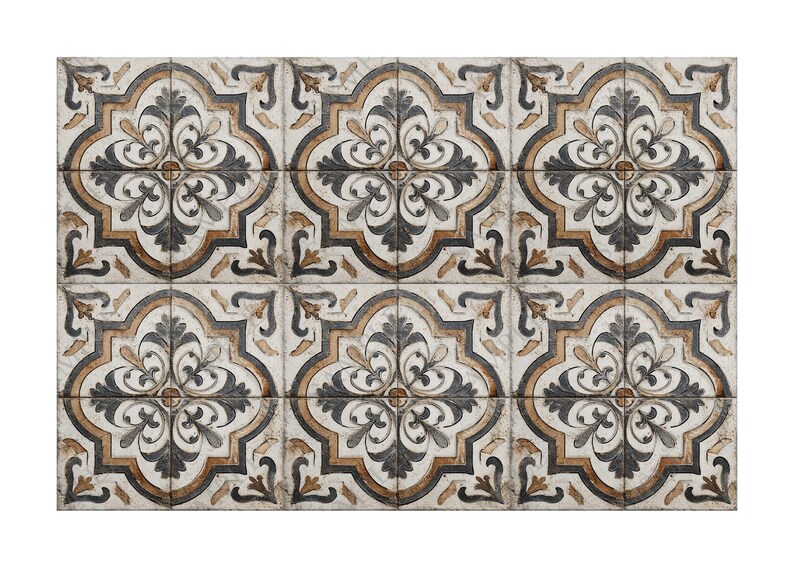Ceramic Tile Aged Gray Beige Patterned Kitchen Backsplash Tile ...