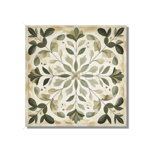 Green Beige Botanical Ceramic Tile Patterned Kitchen Backsplash Tile ...