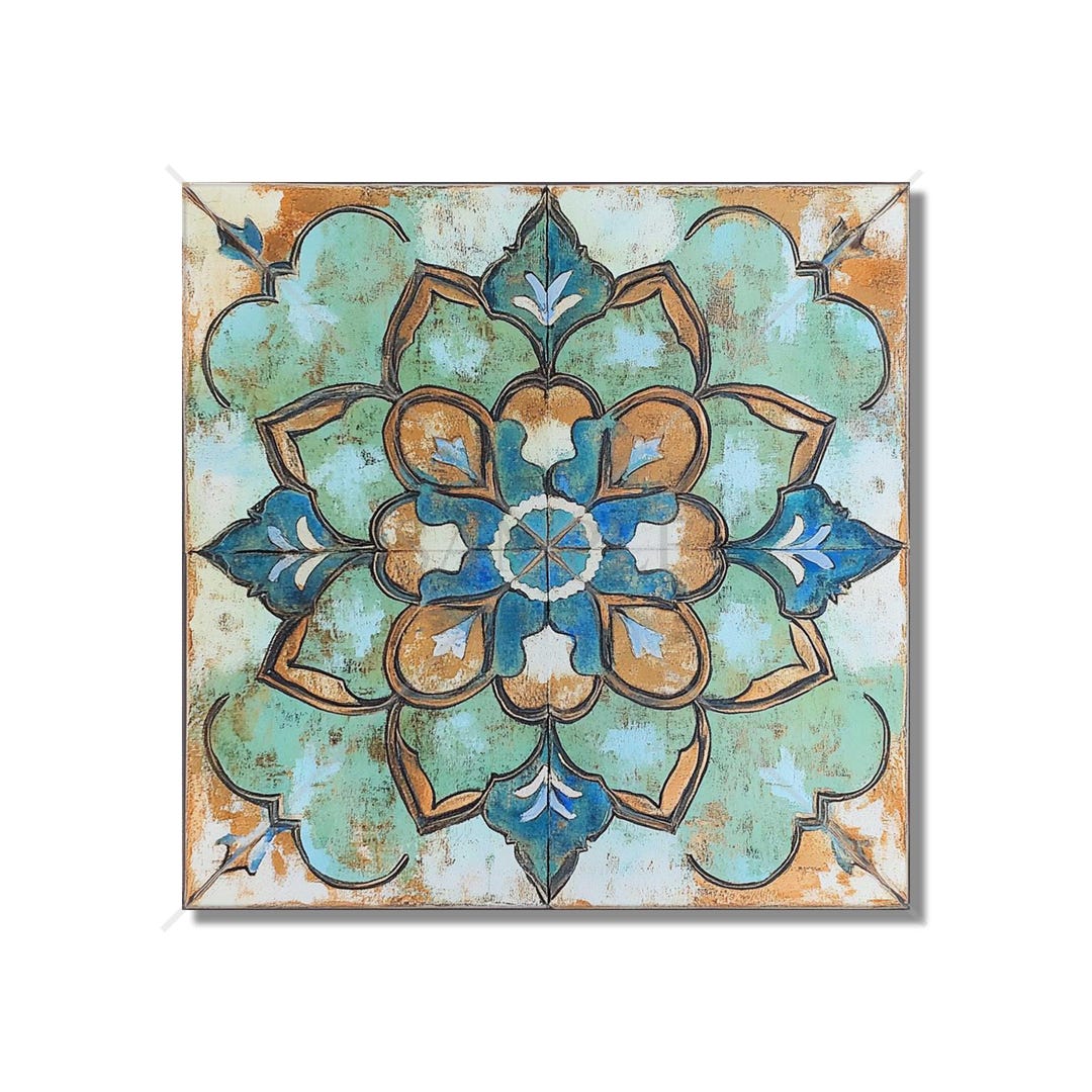 Mint Green Blue Copper Ceramic Tile - Vintage Moroccan Tile Design ...