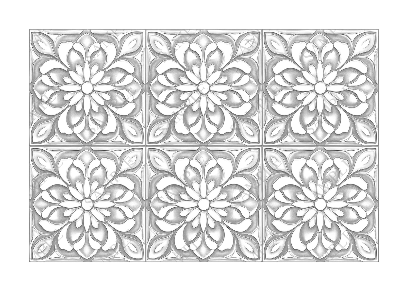 Ceramic Tile Gray Patterned Vintage Design Grey Ceramic Tiles - Grey ...