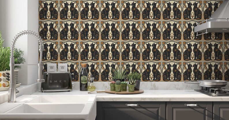 Black Cat Design Ceramic Tile Kitchen Backsplash and Bathroom Ceramic ...