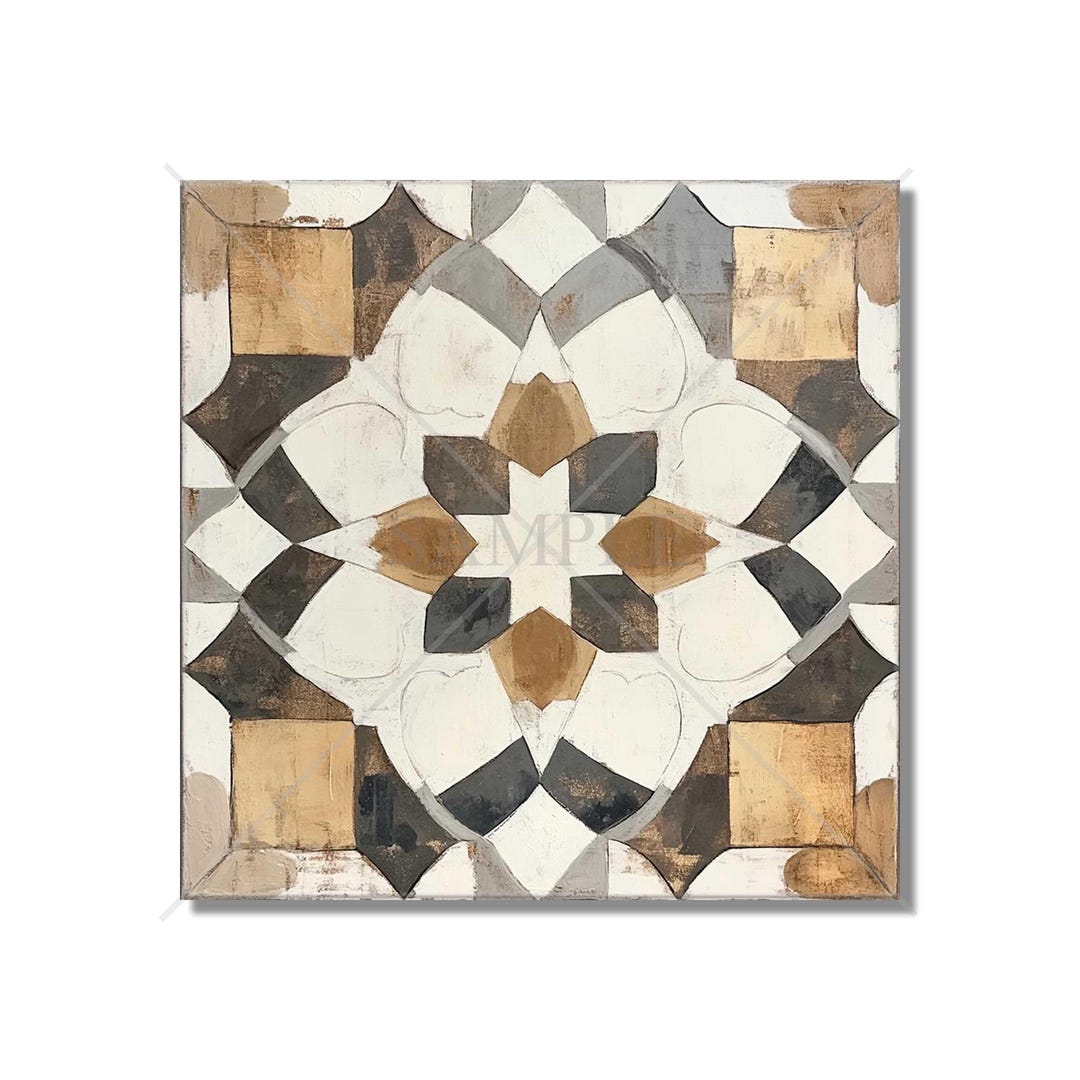 Vintage Neutral Tones Ceramic Tile Unique Patterned Kitchen Backsplash ...