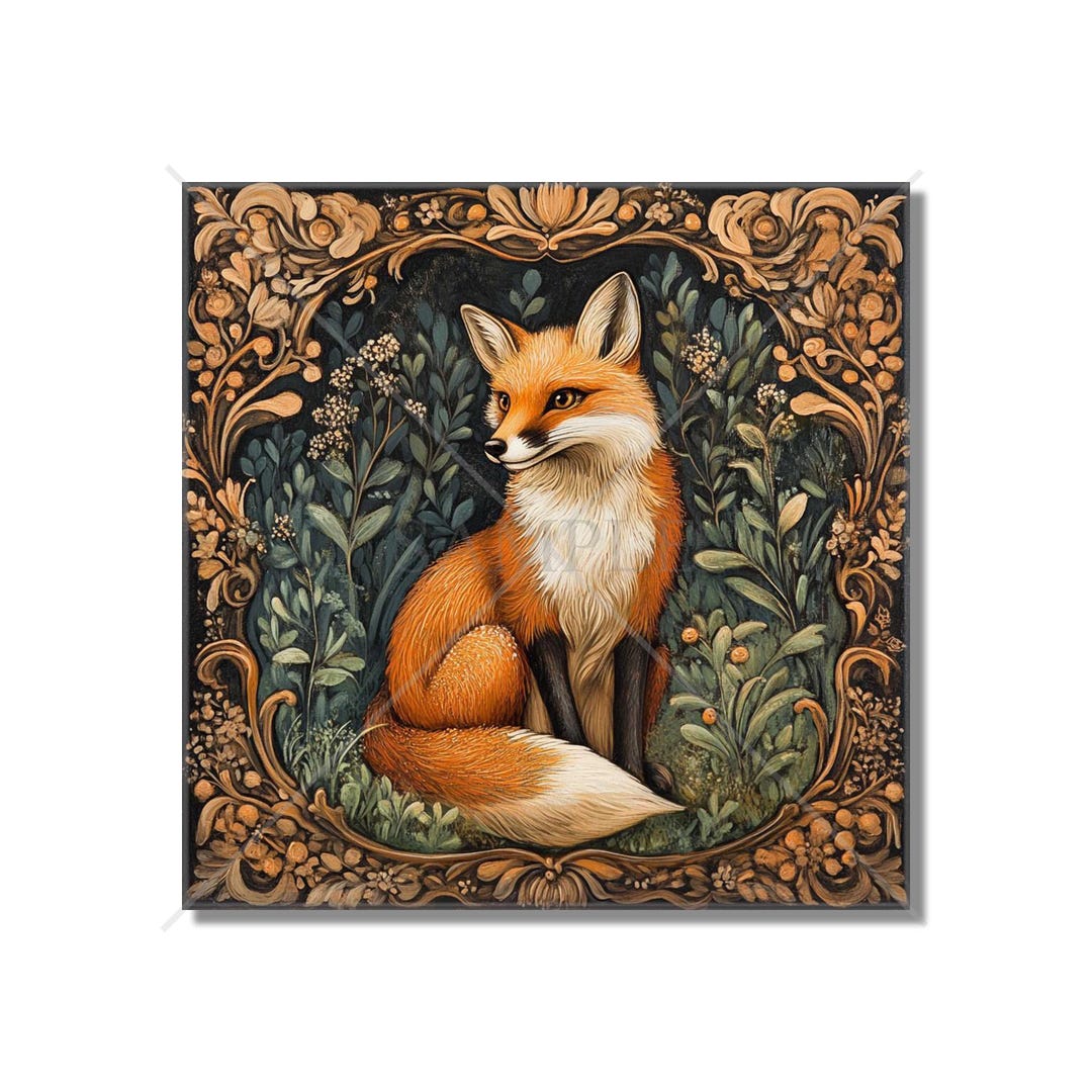Fox Design Ceramic Tile - Vintage Woodland Fox Design Ceramic Tile ...