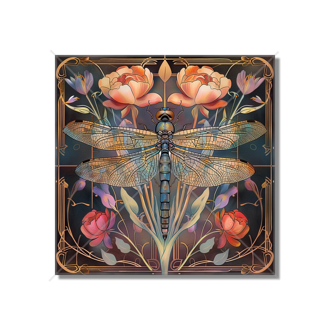 Multi Colored Dragonfly Design Ceramic Accent Tile - Kitchen Accent ...