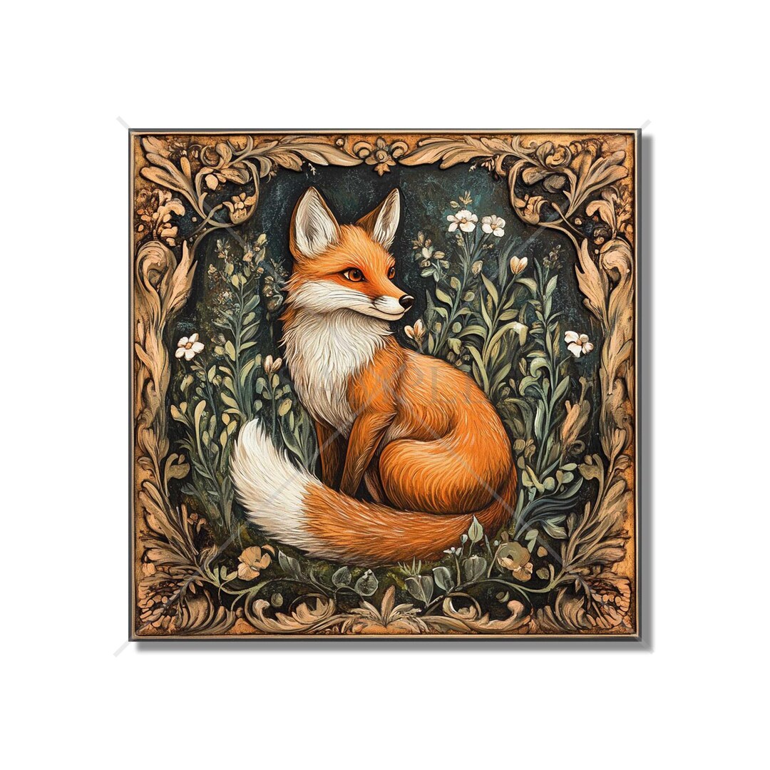 Fox Design Ceramic Tile - Vintage Woodland Fox Design Ceramic Tile ...