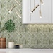 Light Green Ceramic Tile Vintage Design Tile - Light Green Kitchen ...