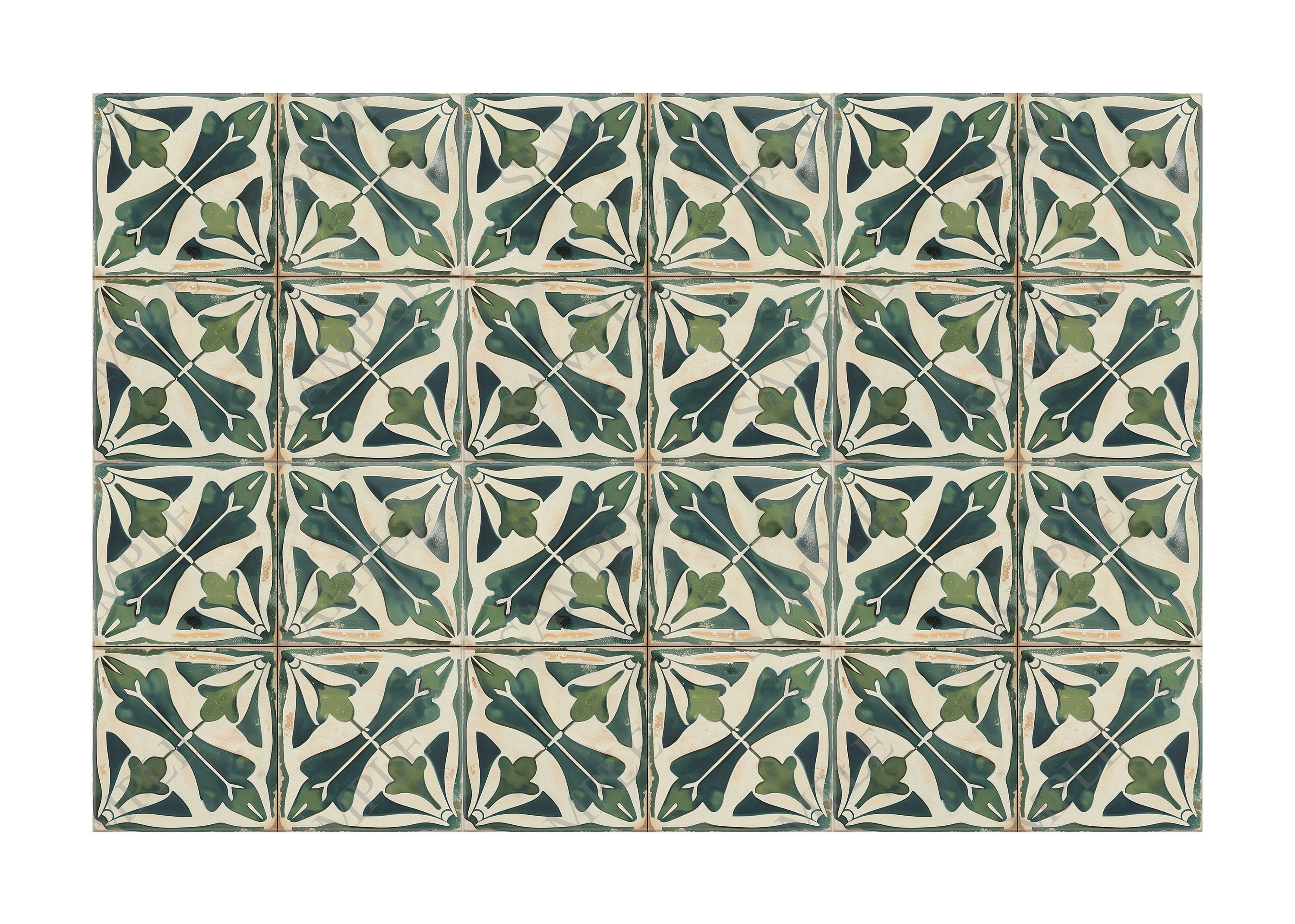 Green Beige Ceramic Tile - Vintage Moroccan Tile Design - Kitchen ...