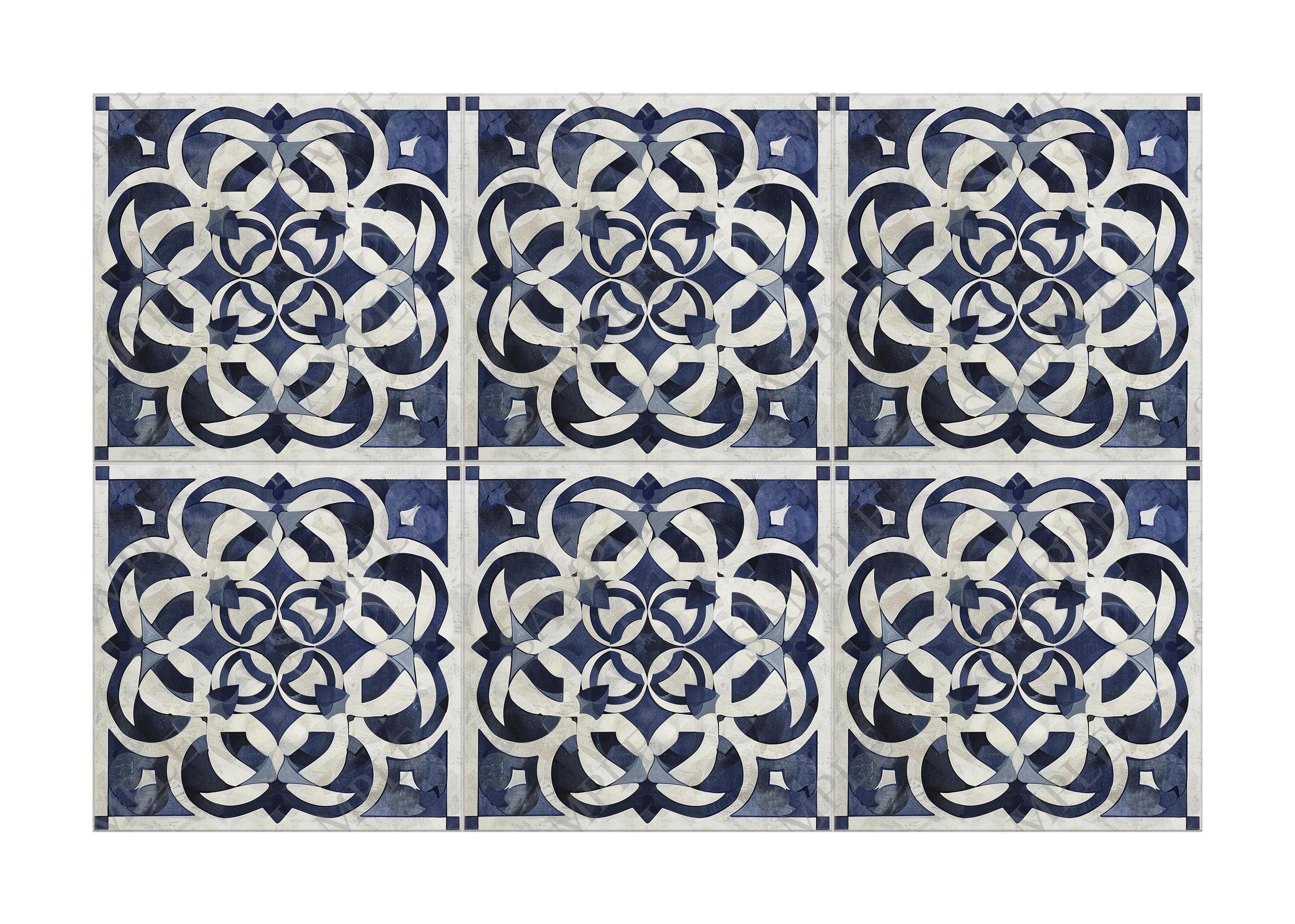 Navy Blue Ceramic Tile - Vintage Moroccan Tile Design - Kitchen ...