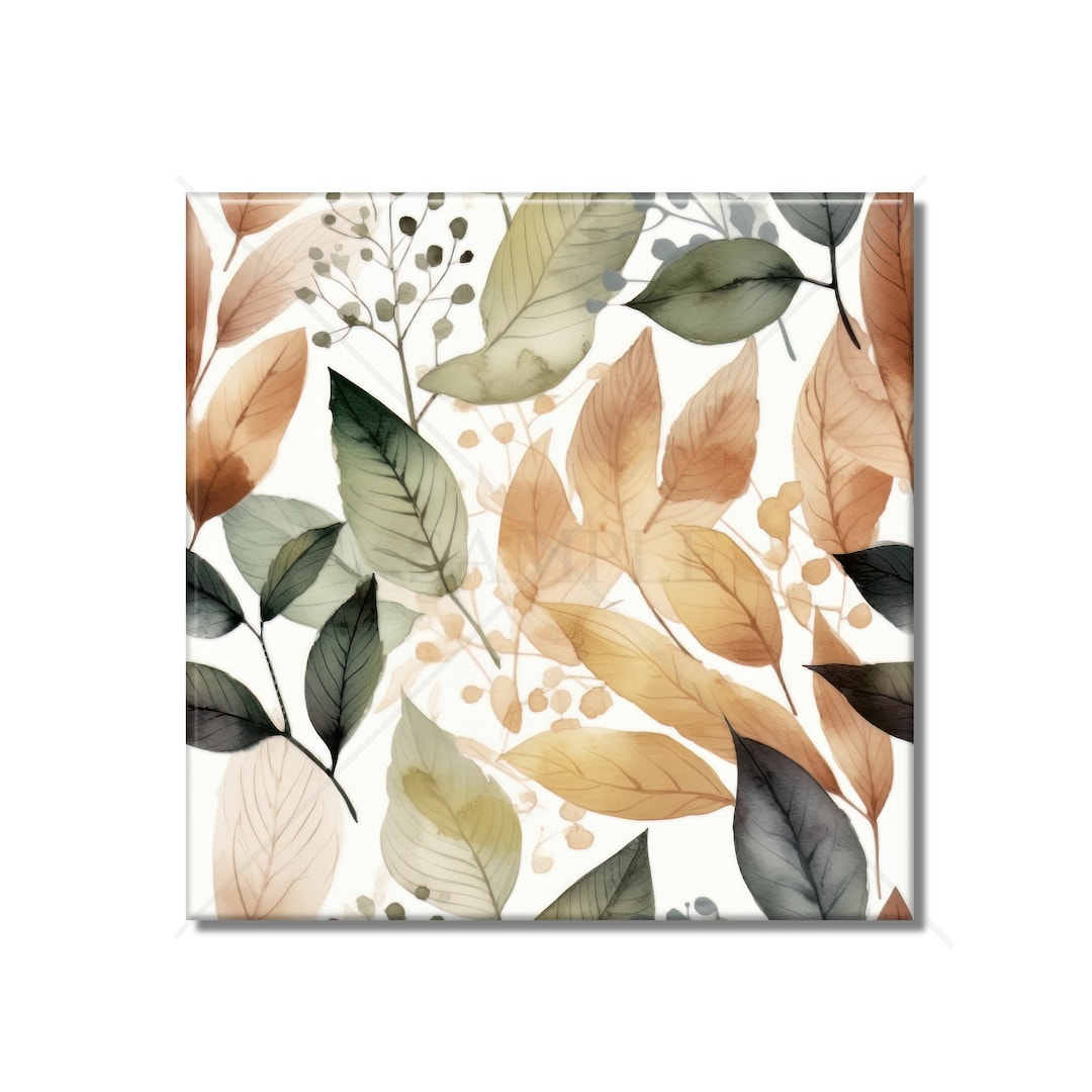 Botanical Leaves Ceramic Tile Botanical Kitchen Backsplash Tile ...