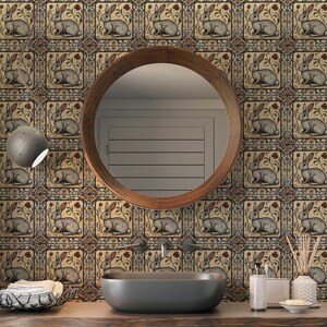 William Morris Vintage Rabbit Ceramic Tile - Decorative Rabbit Ceramic ...