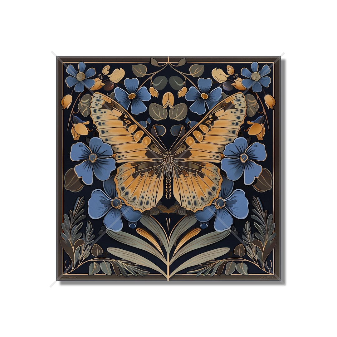 Floral Butterfly Design Ceramic Tile - Kitchen Backsplash Tile ...