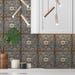 Gray Floral Ceramic Tile - Tile With Flowers Kitchen Backsplash Tile ...