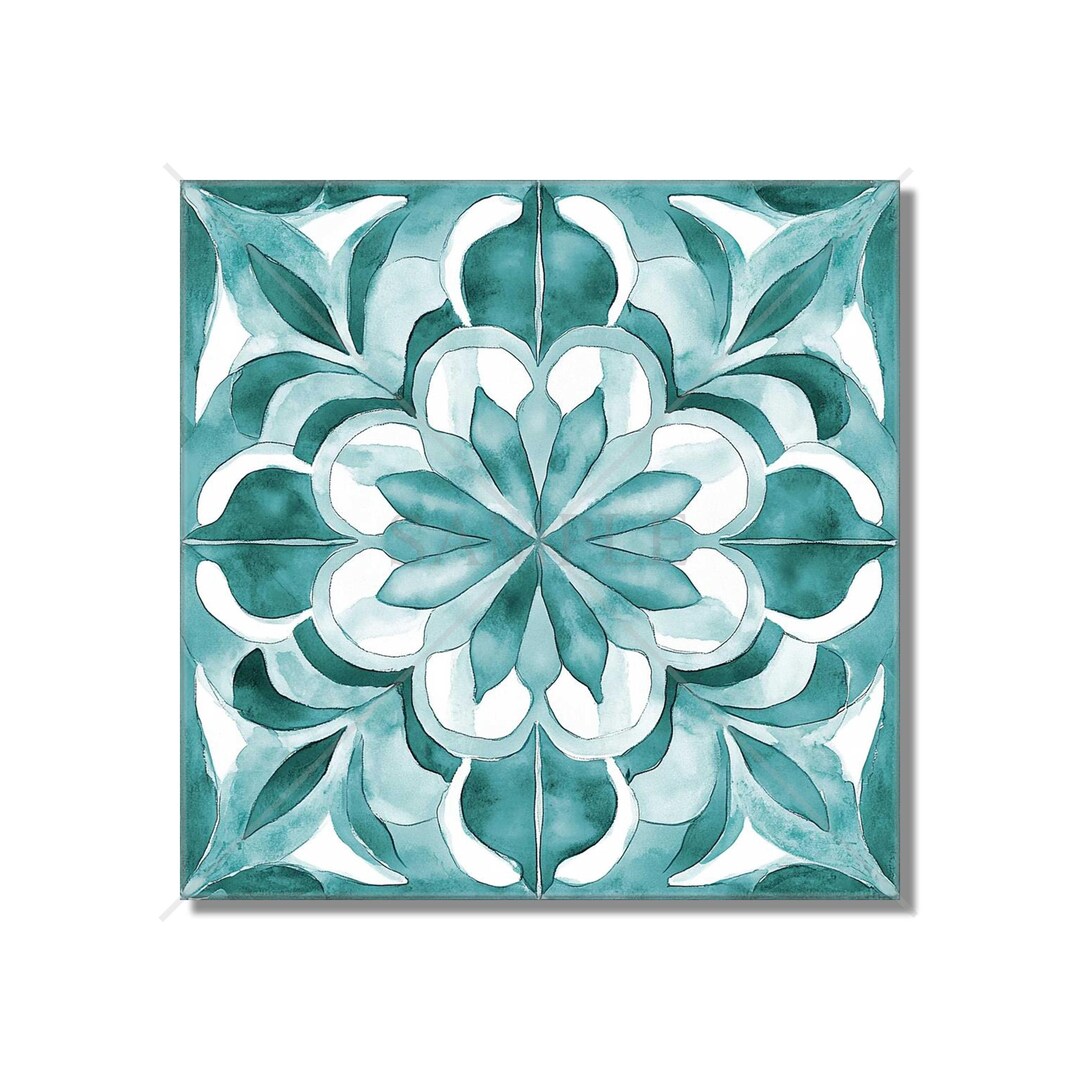Ocean Blue Green Ceramic Tile - Vintage Moroccan Tile Design - Unique ...