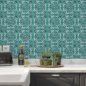 Turquoise Blue Teal Ceramic Tile - Vintage Moroccan Tile Design ...